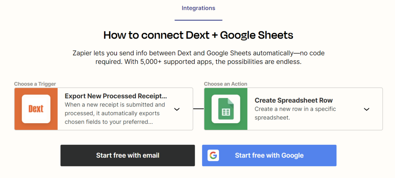 Create a management dashboard on Google Sheets with Dext and Zapier